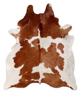 brown and white cowhide rug natural cow skin cow hide leather area rug hair on, 5 ft x 6 ft premium brown white large