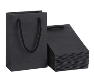 driew black gift bags with handles, medium black paper bags gift bag black 7.5x3x10 inches pack of 50