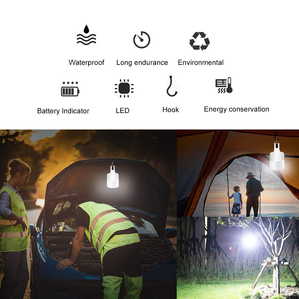 2 Pack LED Camping Lantern Rechargeable,3 Mode 2000 Lumens Camping Lights ,Must Have During Hurricanes, Emergencies, Storms, Outages