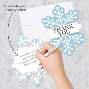 Big Dot of Happiness Winter Wonderland - Shaped Thank You Cards - Snowflake Holiday Party and Winter Wedding Thank You Note Cards with Envelopes - Set of 12