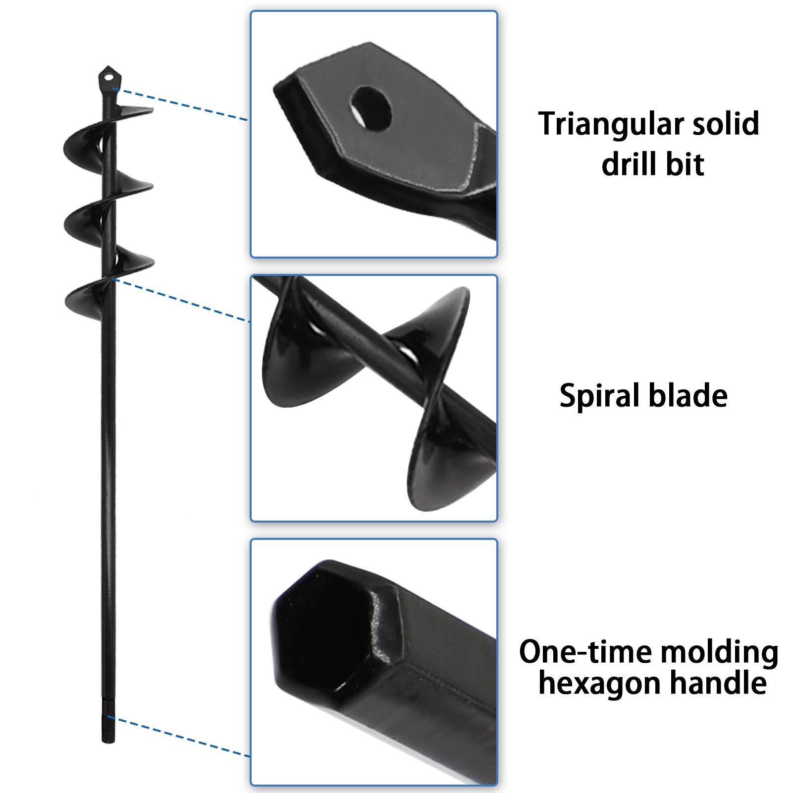 SYITCUN Auger Drill Bit for Planting 1.6"x16.5", Post Hole Auger for Planting Bulbs, Easy Post Hole Digger with Drill for 3/8”Hex Drive Drill