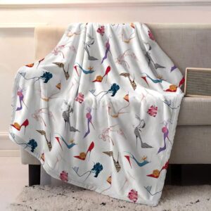 xsmei high heel blanket soft warm flannel plush throw blankets girls high heels shoe pattern,60 x 80 inch