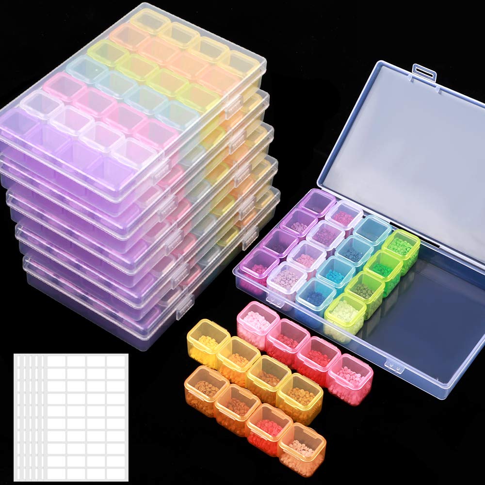 SGHUO 168 Slots 6 Pack 28 Grids Diamond Painting Storage Containers