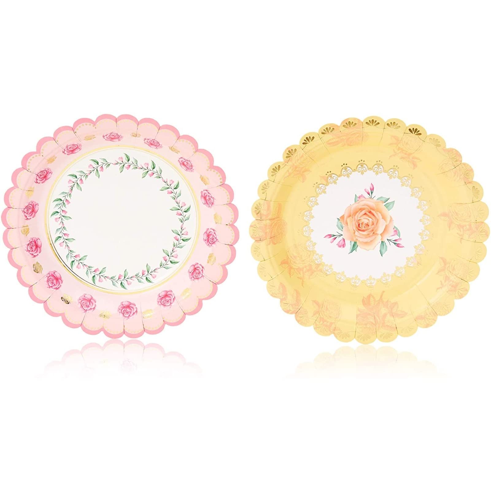 Sparkle and Bash 48-Pack Floral Paper Plates for Baby Shower (7 in) - Tea Party Plates - Baby Shower Plates - Flower Plates Disposable - Paper Floral Plates - Floral Disposable Plates