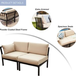 LOKATSE HOME 2 Piece Corner & Armless Sofa Outdoor Furniture Sectional Couch Set Patio Loveseat