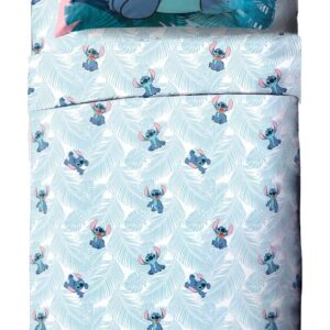 Jay Franco Disney Lilo & Stitch Floral Fun Twin Sheet Set - 3 Piece Set Super Soft and Cozy Kid’s Bedding - Fade Resistant Microfiber Sheets (Official Disney Product)