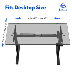 FLEXISPOT Height Adjustable Standing Desk Frame with Memory Controller, Electric Sit Stand Desk Base for Home and Office (Black Frame Only)