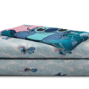 Jay Franco Disney Lilo & Stitch Floral Fun Full Sheet Set - 4 Piece Set Super Soft and Cozy Kid’s Bedding - Fade Resistant Microfiber Sheets (Official Disney Product)