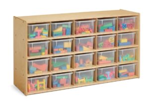 youngtime jonti-craft 7041yt 20 cubbie-tray storage with clear bins