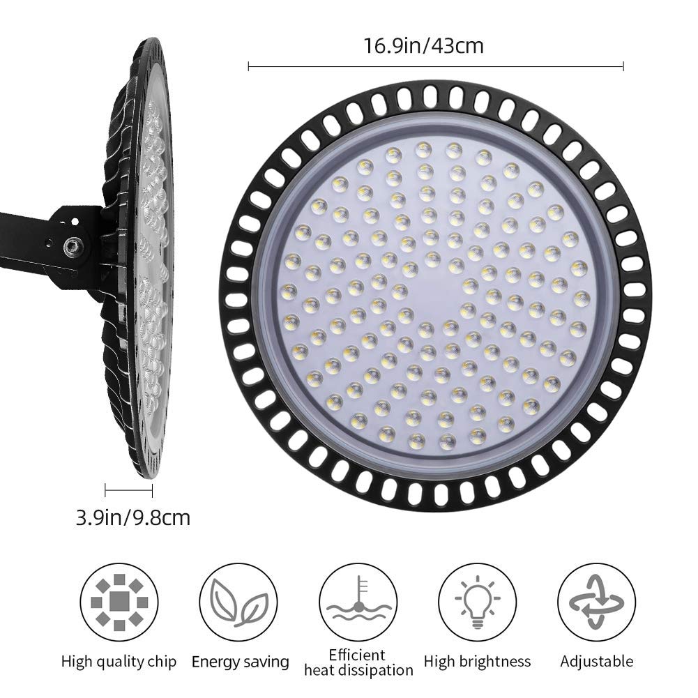 Donzake 500W UFO LED High Bay Light lamp Factory Warehouse Industrial Lighting 40000 Lumen 6000-6500K IP65 Warehouse LED Lights- Commercial Bay Lighting for Garage Factory Workshop Gym (500W 1)