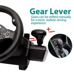 Racing Wheel,Feedback Driving Force Racing Wheel with Responsive Pedals for PS4,PS3,PC,X-one,X-360,Switch,Android