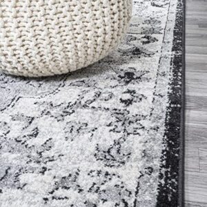 JONATHAN Y BMF112A-4 Anaise Ornate Boho Medallion Indoor Area-Rug Bohemian Floral Easy-Cleaning High Traffic Bedroom Kitchen Living Room Non Shedding, 4 X 6, Gray/Black/Cream