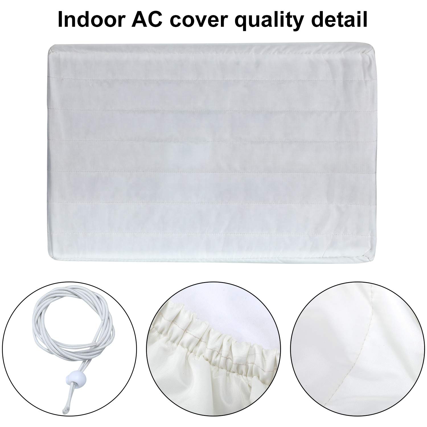 Mudder 2 Pieces Window Air Conditioner Cover Waterproof Adjustable Winter Window AC Cover Indoor Outdoor Windproof with Elastic Straps for Bottom Covered Outside Unit