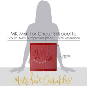 MK Mat for Cricut Silhouette - 12"x12" - New & Improved (Wider & Better Markings) - Standard Stick Pink Cutting Mat (3 Pack) - by Miss Kate Cuttables