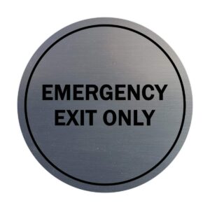 signs bylita circle emergency exit only sign (brushed silver) - medium 1 pack