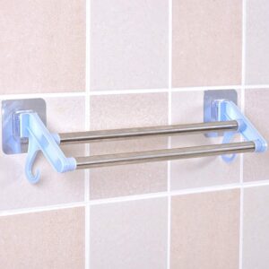 shlutesoy Kitchen Multifunctional Towel Cabinet Rack Hanger Bathroom Double Pole Holder Blue