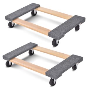 goplus furniture moving dolly, heavy duty wood rolling mover with wheels for piano couch fridge heavy items, securely holds 1000 lbs (2 packs)