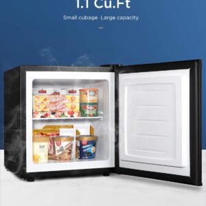 Northair Upright Freezer - 1.1 Cu Ft with Removable Shelf - Adjustable Door Hinge and Feet - Quiet Mini Freezer - Black