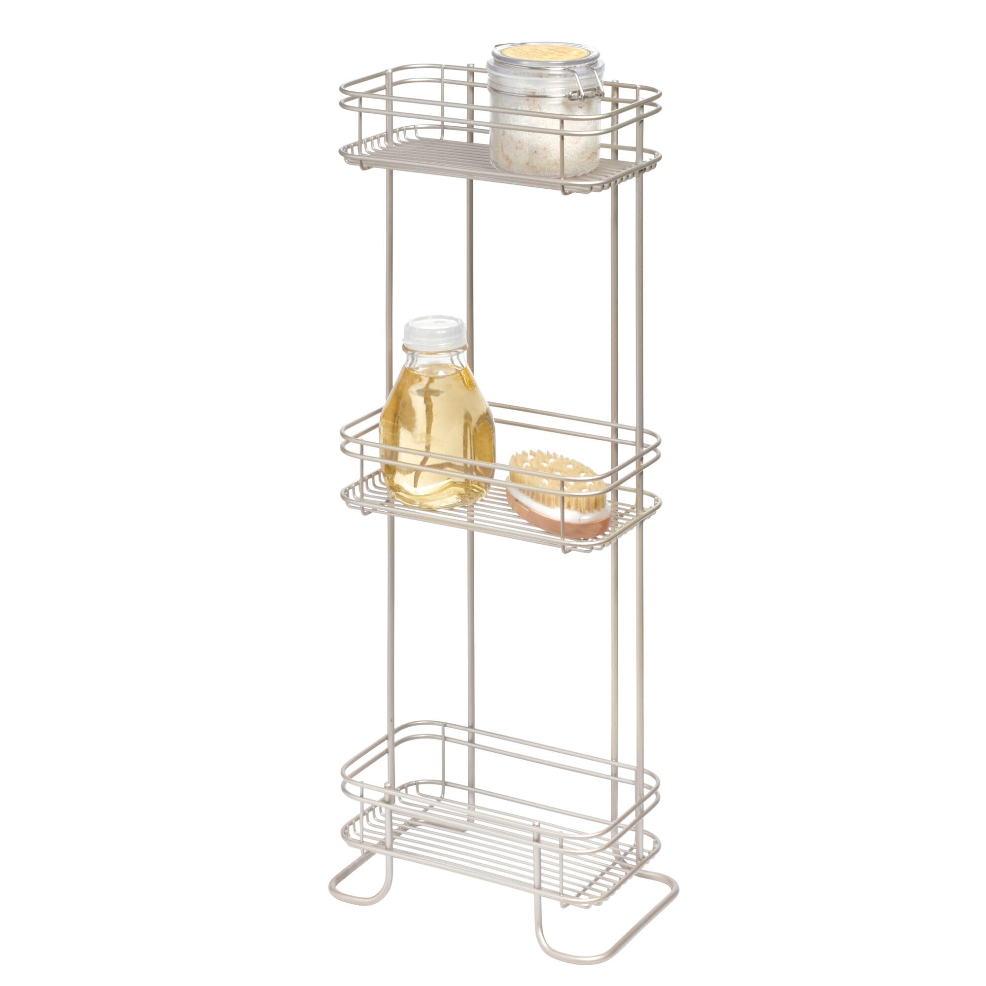 iDesign Weston 3-Tier Shower Shelf Organizer for Shampoo, Conditioner, Soap, Cosmetics, Beauty Products, 10.34" x 6.5" x 25.9", Satin