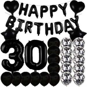 zsnwgz sweet 30th birthday decorations party supplies,black number 30 balloons,30th foil mylar balloons latex balloon decoration,great 30th birthday for girls,women,men,photo props