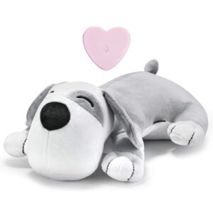 moropaky heartbeat dog toy puppy toy dog anxiety toy to separate relief for pet cuddle soother comfort calming create training sleep aid behavioral aid heartbeat stuffed animal, grey