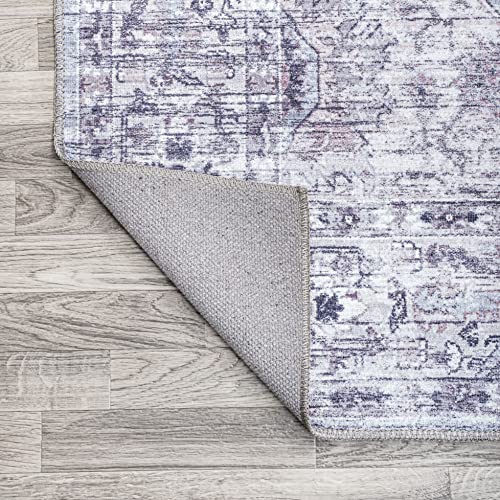 JONATHAN Y WSH102A-4 Didim Boho Gray Medallion Machine Washable Indoor Bohemian Transitional Area Rug,High Traffic,Kitchen,Living Room,Backyard,Non Shedding,4 X 6,Gray/Purple