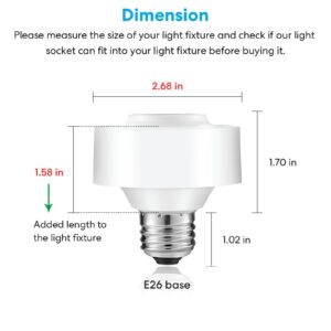 LoraTap Smart Wi-Fi LED Light Bulb Socket Adapter E26 Lamp Holder ﻿Timer, Compatible with Google Assistant and Alexa Voice Control, Smart Life App Control, Max. Watt 30W