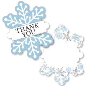 Big Dot of Happiness Winter Wonderland - Shaped Thank You Cards - Snowflake Holiday Party and Winter Wedding Thank You Note Cards with Envelopes - Set of 12