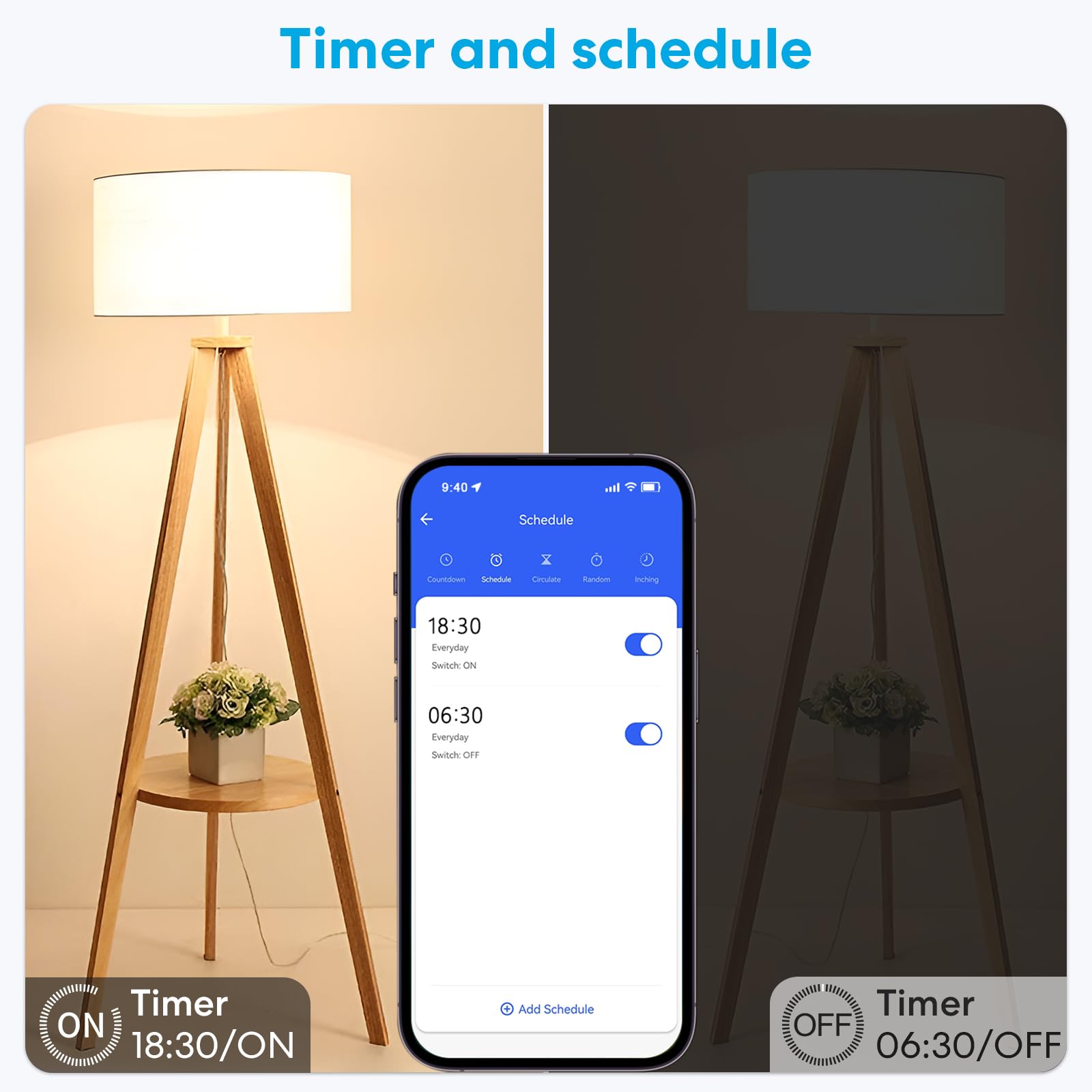 LoraTap Smart Wi-Fi LED Light Bulb Socket Adapter E26 Lamp Holder ﻿Timer, Compatible with Google Assistant and Alexa Voice Control, Smart Life App Control, Max. Watt 30W