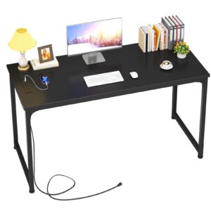 foxemart writing computer desk modern sturdy office desk pc laptop notebook study table for home office workstation, black