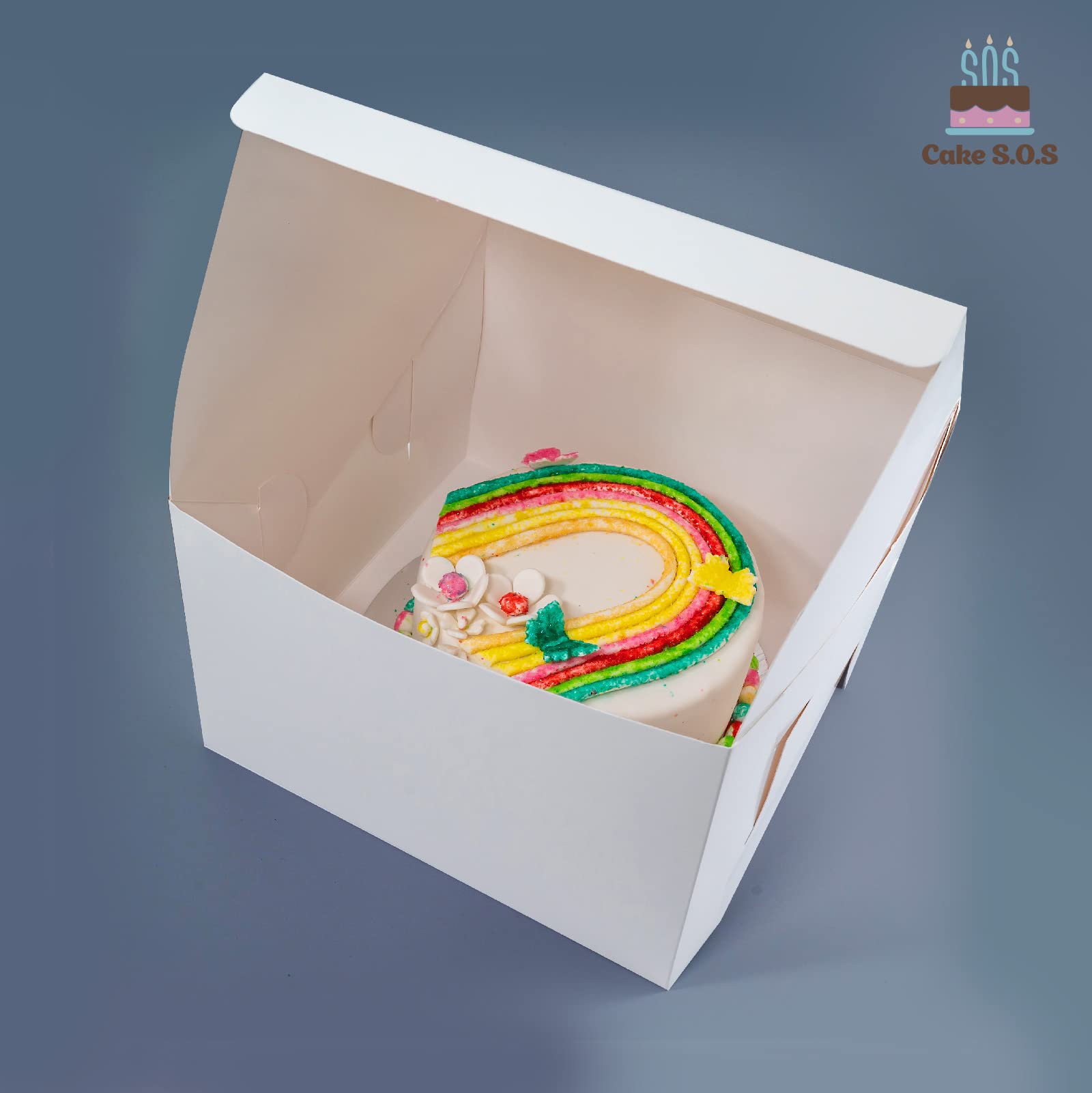 14x14x6 White Cake box, Premium Bakery Boxes, One piece, Perfect for packaging and selling cakes, donuts, cookies, and muffins, Pack of 12