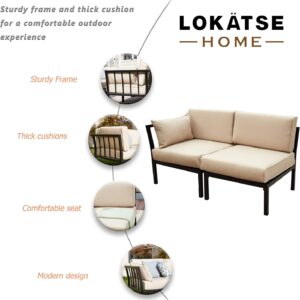 LOKATSE HOME 2 Piece Corner & Armless Sofa Outdoor Furniture Sectional Couch Set Patio Loveseat