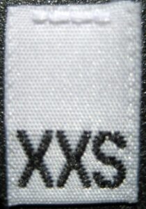 white woven clothing sewing garment label size tags - xxs - xx-small - extra extra small (50)