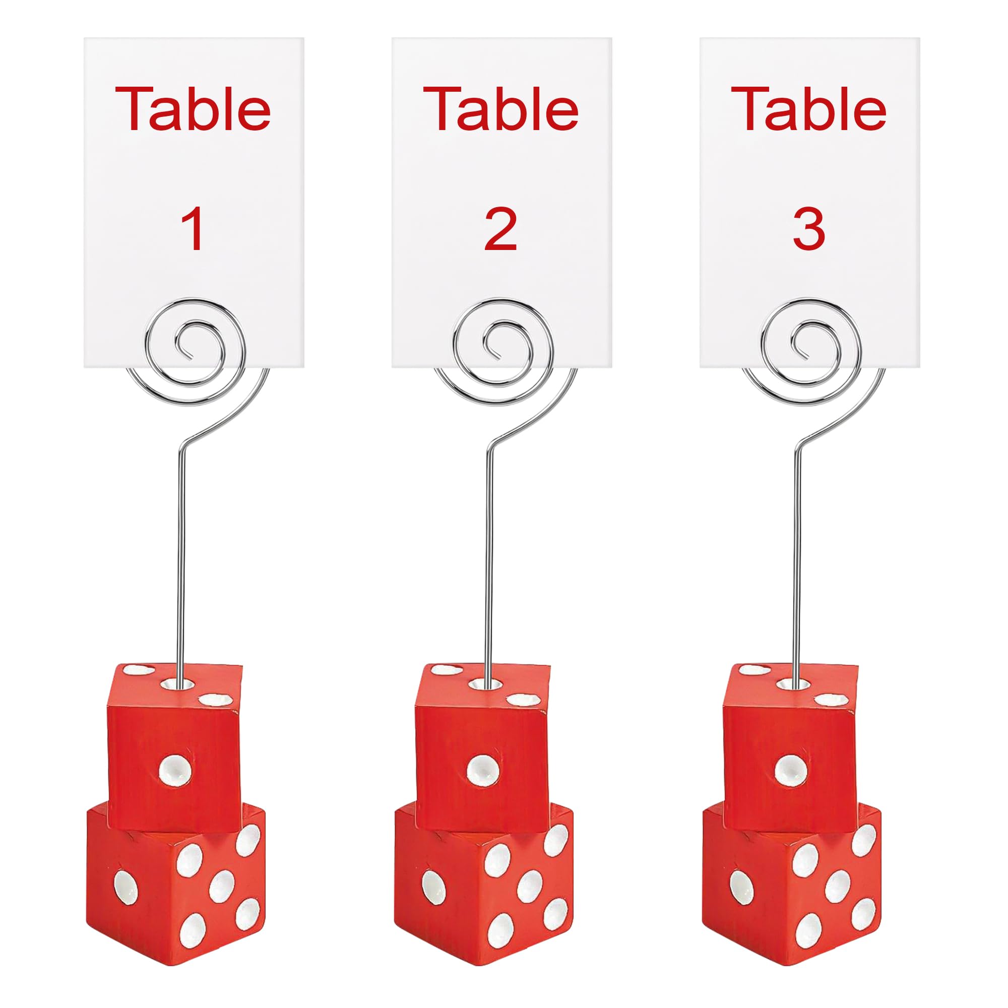 Bunco Dice Table Number Stands - Premium Acrylic Finish Casino Place Card Holders with Number 1, 2, and 3. Perfect for Casino Weddings or Bunco Game Kit Supplies. Small USA business.