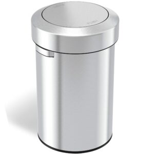 itouchless, restaurant, office and kitchen titan 17 gallon swing open trash, stainless steel self-balance flip top lid commercial grade 64 liter garbage can is perfect for business, softstep 17 gal