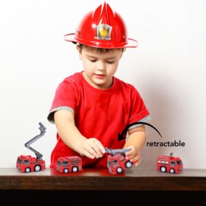 ArtCreativity Mini Pullback Fire Truck Toys (Bulk Pack of 24) Firefighter Birthday Party Supplies, Firetruck and Fireman Party Favors, Goodie Bag Fillers for Kids Ages 3+