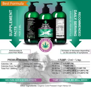 [236,000mg] Organic Hemp Oil for Dogs and Cats - Joint Pain Relief Arthritis Supplement - Natural Support for Separation Relief - Calming Aid Pets Love - from Canadian Crops - 8oz