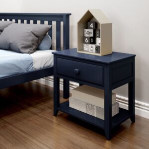 max & lily nightstand with drawer and shelf, blue