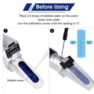 Wine Refractometer for Grape Wine Brewing, Brix Wine Refractometer for Measuring Sugar Content in Original Grape Juice & Predicting Wine Alcohol Degree, Dual Scale of Brix 0-40% and Alcohol 0-25% vol