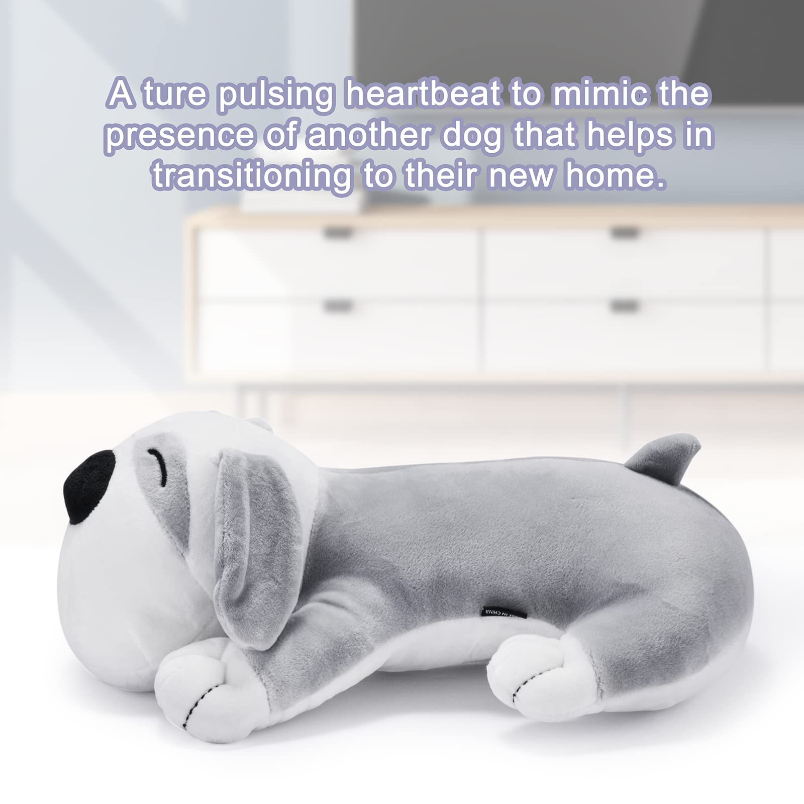 Moropaky Heartbeat Dog Toy Puppy Toy Dog Anxiety Toy to Separate Relief for Pet Cuddle Soother Comfort Calming Create Training Sleep Aid Behavioral Aid Heartbeat Stuffed Animal, Grey