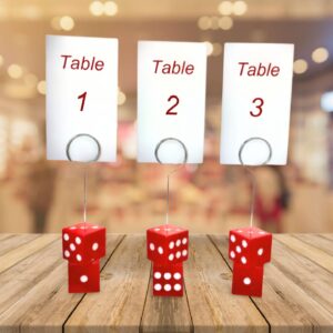 Bunco Dice Table Number Stands - Premium Acrylic Finish Casino Place Card Holders with Number 1, 2, and 3. Perfect for Casino Weddings or Bunco Game Kit Supplies. Small USA business.