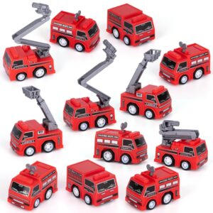 artcreativity mini pullback fire truck toys (bulk pack of 24) firefighter birthday party supplies, firetruck and fireman party favors, goodie bag fillers for kids ages 3+