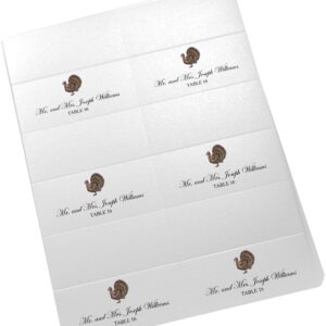 Thanksgiving Turkey Printable Place Cards, Set of 60 (10 Sheets), Laser & Inkjet Printers - Wedding, Party, Dinner, and Special Events - Made in the USA