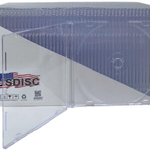 USDISC CD Jewel Cases Slimline 5.2mm, Single 1 Disc, Clear, Pack of 400