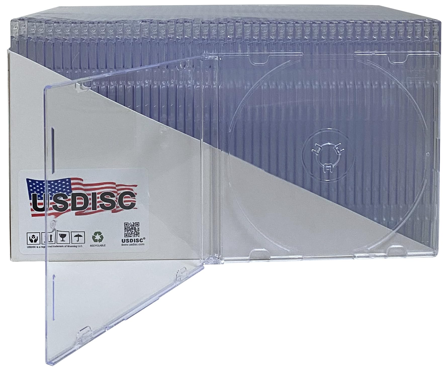 USDISC CD Jewel Cases Slimline 5.2mm, Single 1 Disc, Clear, Pack of 400