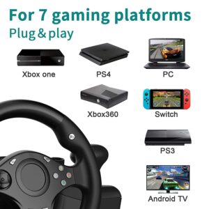 Racing Wheel,Feedback Driving Force Racing Wheel with Responsive Pedals for PS4,PS3,PC,X-one,X-360,Switch,Android