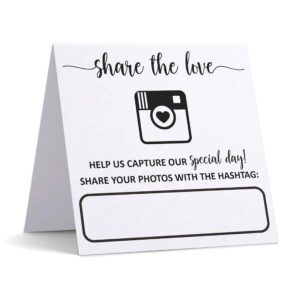 321done wedding hashtag signs 5x5 folded, made in usa - tent cards for table placecard - square write on large oh snap photo share love - set of 10