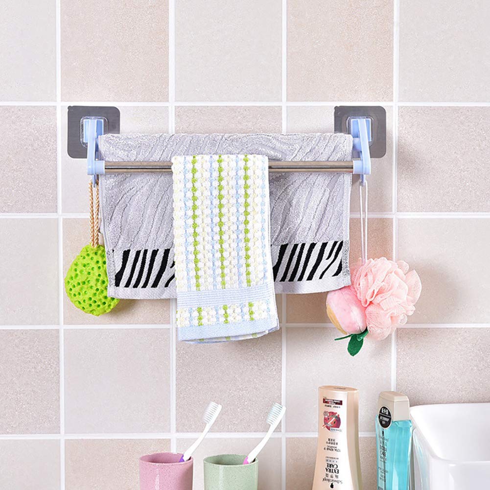 shlutesoy Kitchen Multifunctional Towel Cabinet Rack Hanger Bathroom Double Pole Holder Blue