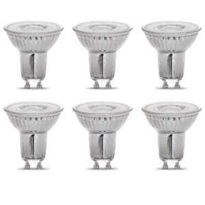 feit electric 4w led mr16 gu10 bulbs with 35w equivalent, dimmable, mr16 bulbs, 22 yrs. lifetime, 300 lumens, 3000k warm white, 6 packs - bpmr16/gu10/930ca/6