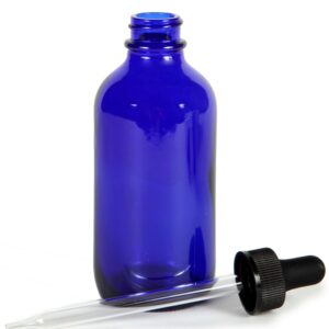 Vivaplex, Cobalt Blue, 4 oz Glass Bottles, with Glass Eye Droppers - 2 pack